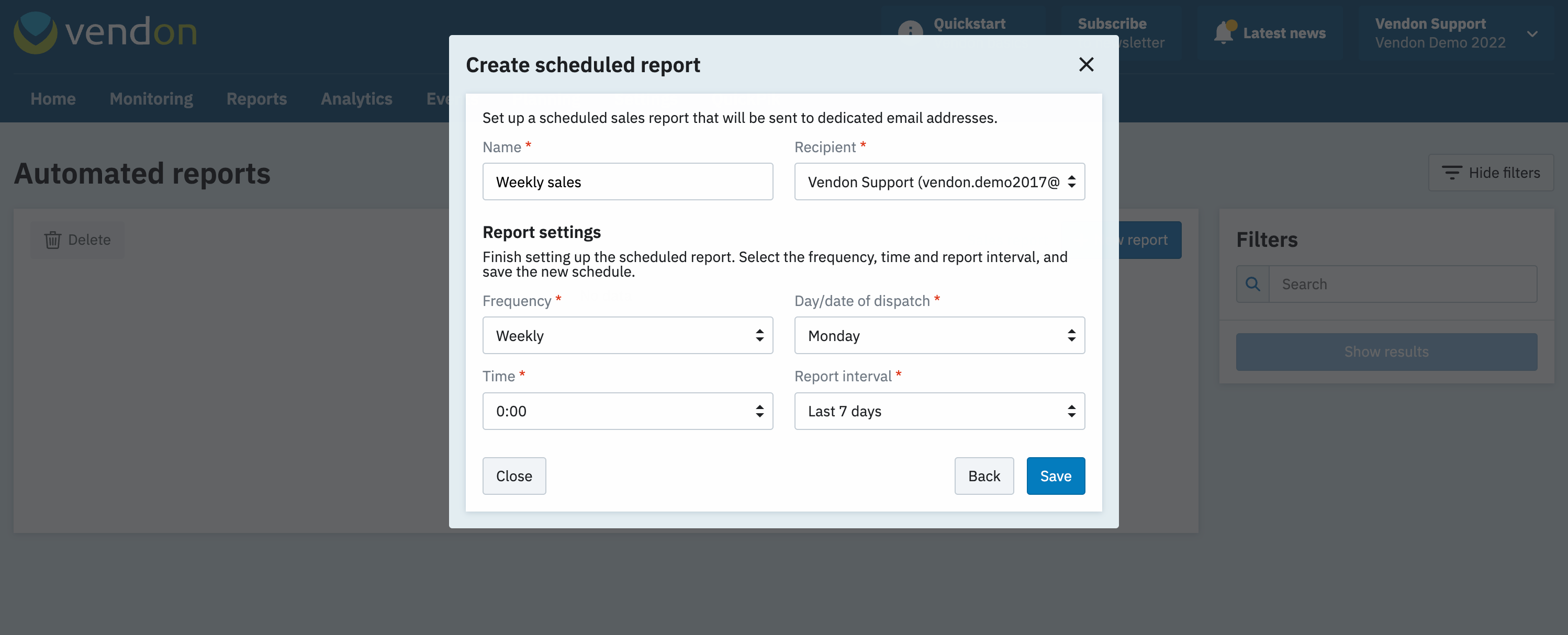 Operator's Guide to Vendon Sales Report | Vendon